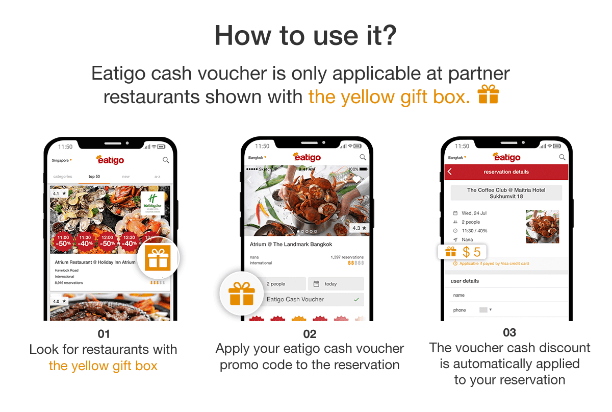 Attend your 1st reservation on Eatigo and redeem a 100THB Gift Voucher ...